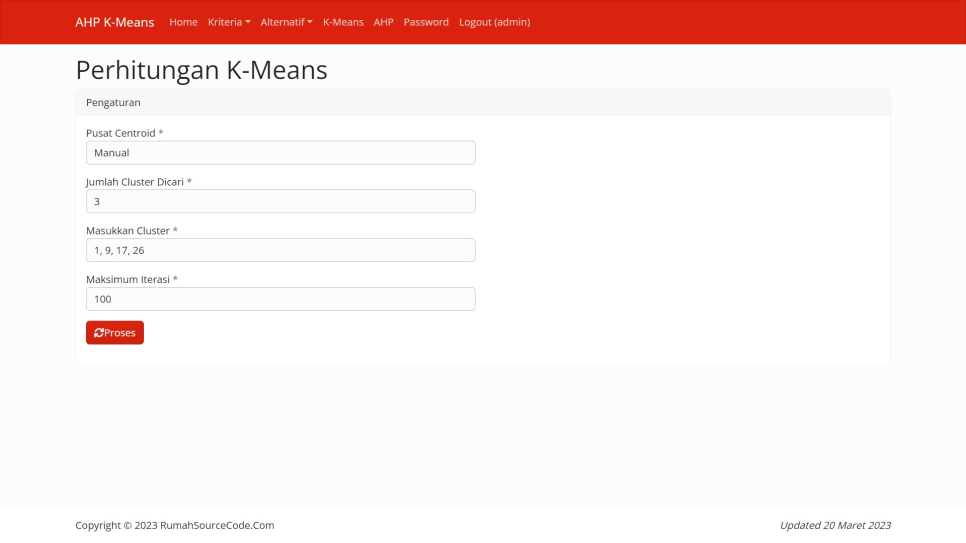 Source Code SPK Metode AHP K-Means PHP