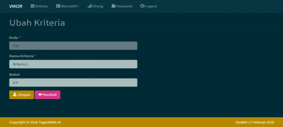 Source Code Spk Metode Vikor Php