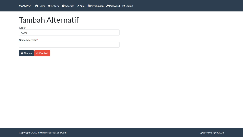 Source Code Spk Metode Waspas Php