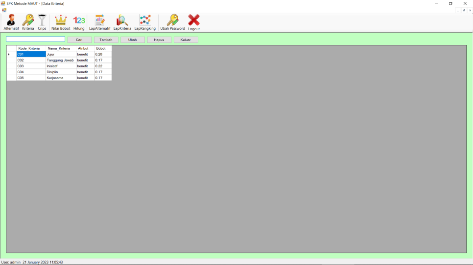 Source Code SPK Metode MAUT VB
