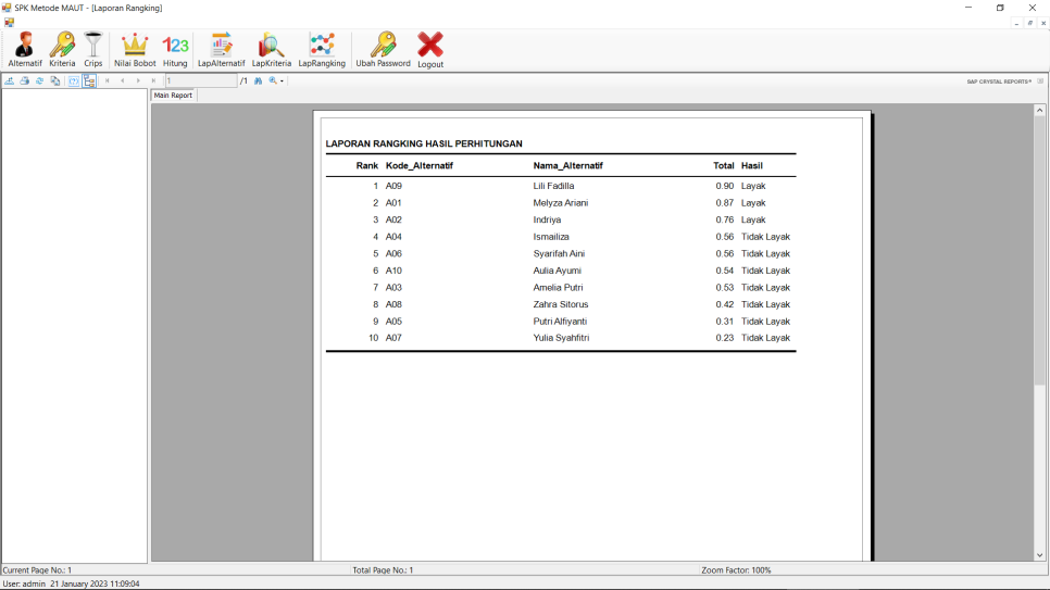 Source Code SPK Metode MAUT VB